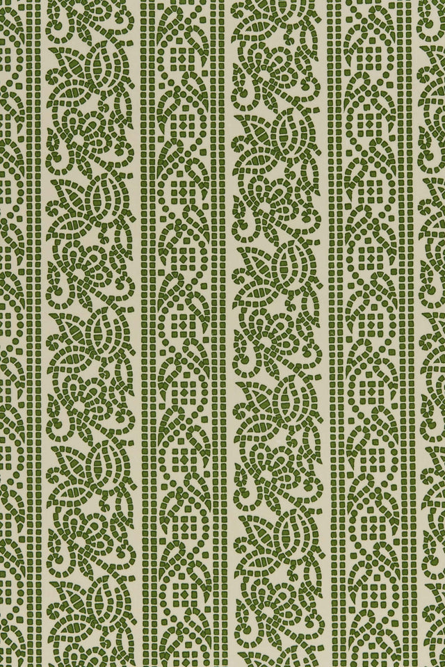 Aztec Geo Green Performance Fabric by Sarah Vanrenen – Vanrenen Hanbury